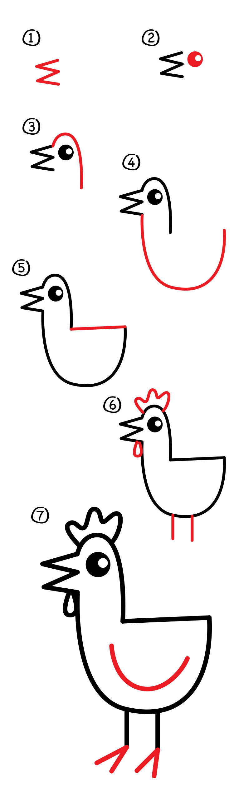 How To Draw A Chicken Art For Kids Hub How To Draw A Chicken Art For Kids Hub