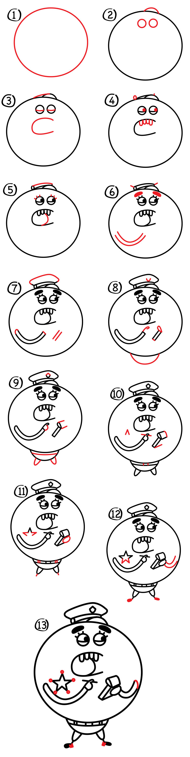 How To Draw Donut Cop From Gumball - Art For Kids Hub