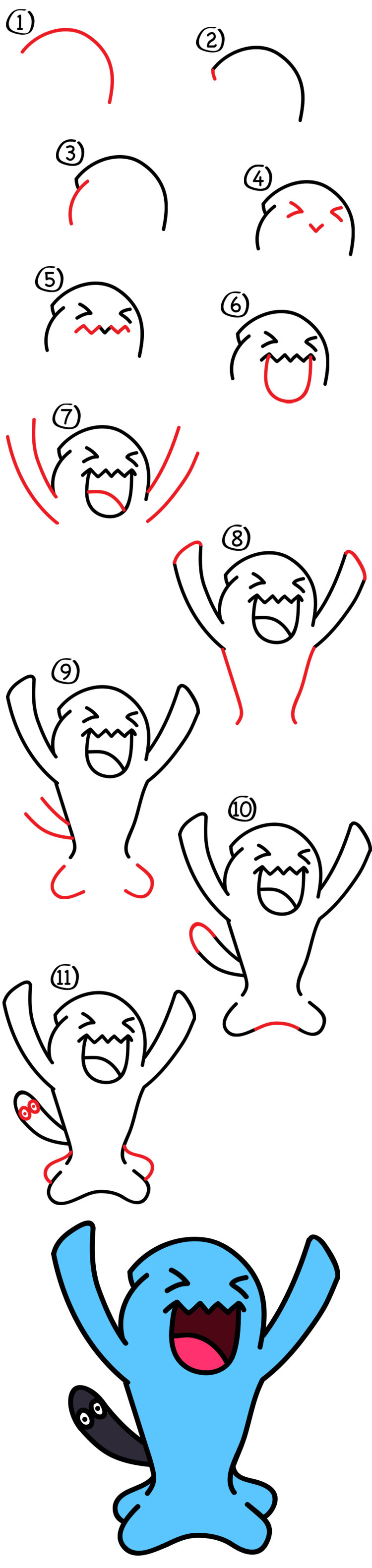 How To Draw Wobbuffet Pokemon - Art For Kids Hub