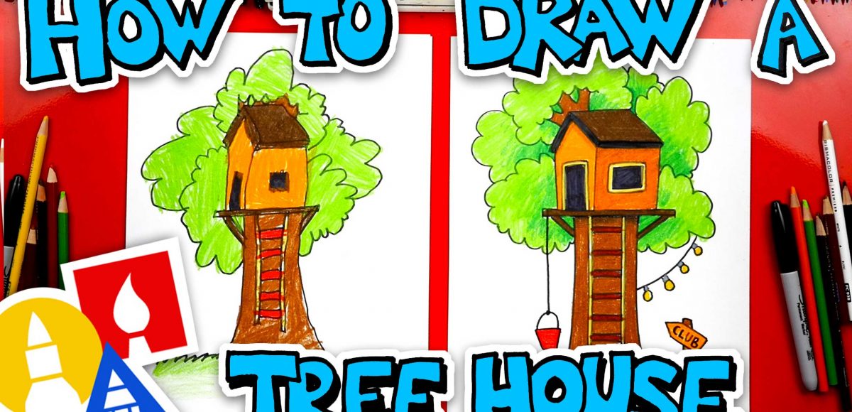 How To Draw A Big House With A Fun Slide And A Tree House