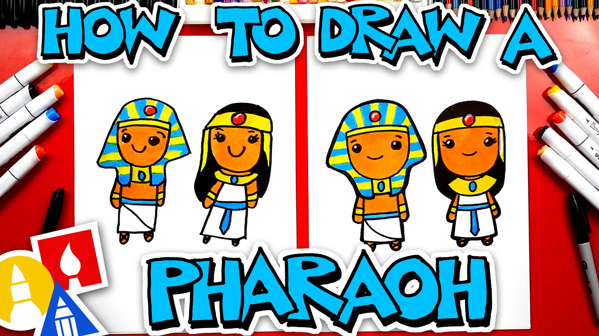 How To Draw An Ancient Egyptian King And Queen Pharaoh Art For Kids